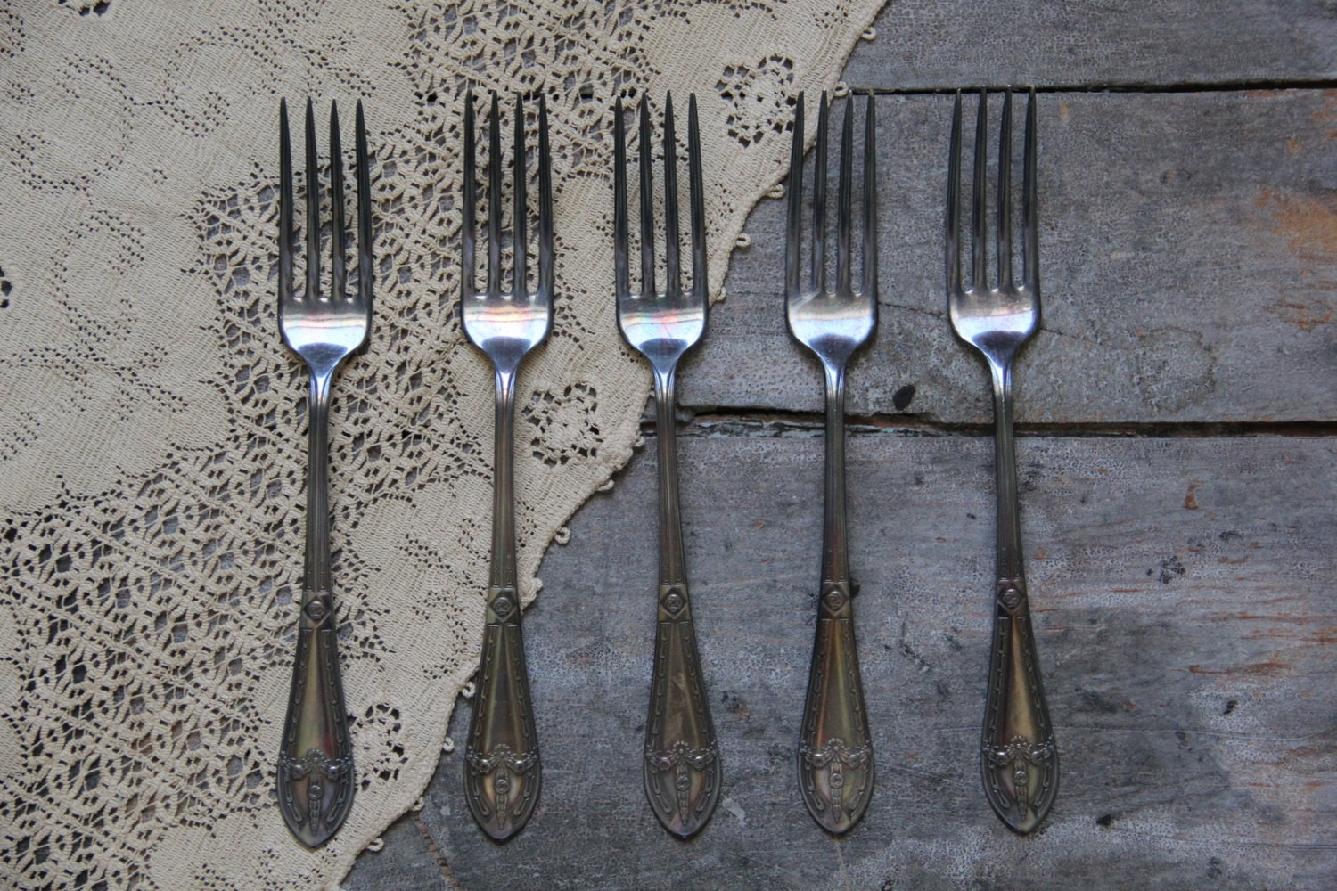 antique set of forks, antique flatware, rustic silverware; utensils ...
