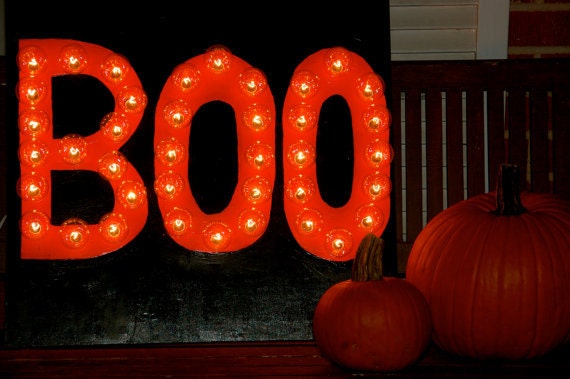 Custom BOO Lighted Sign for Halloween by VintageTroubadour85