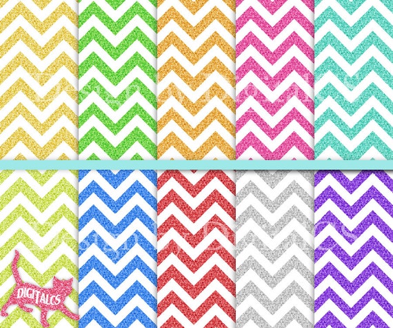Items similar to Glitter digital paper Glitter chevron digital paper ...