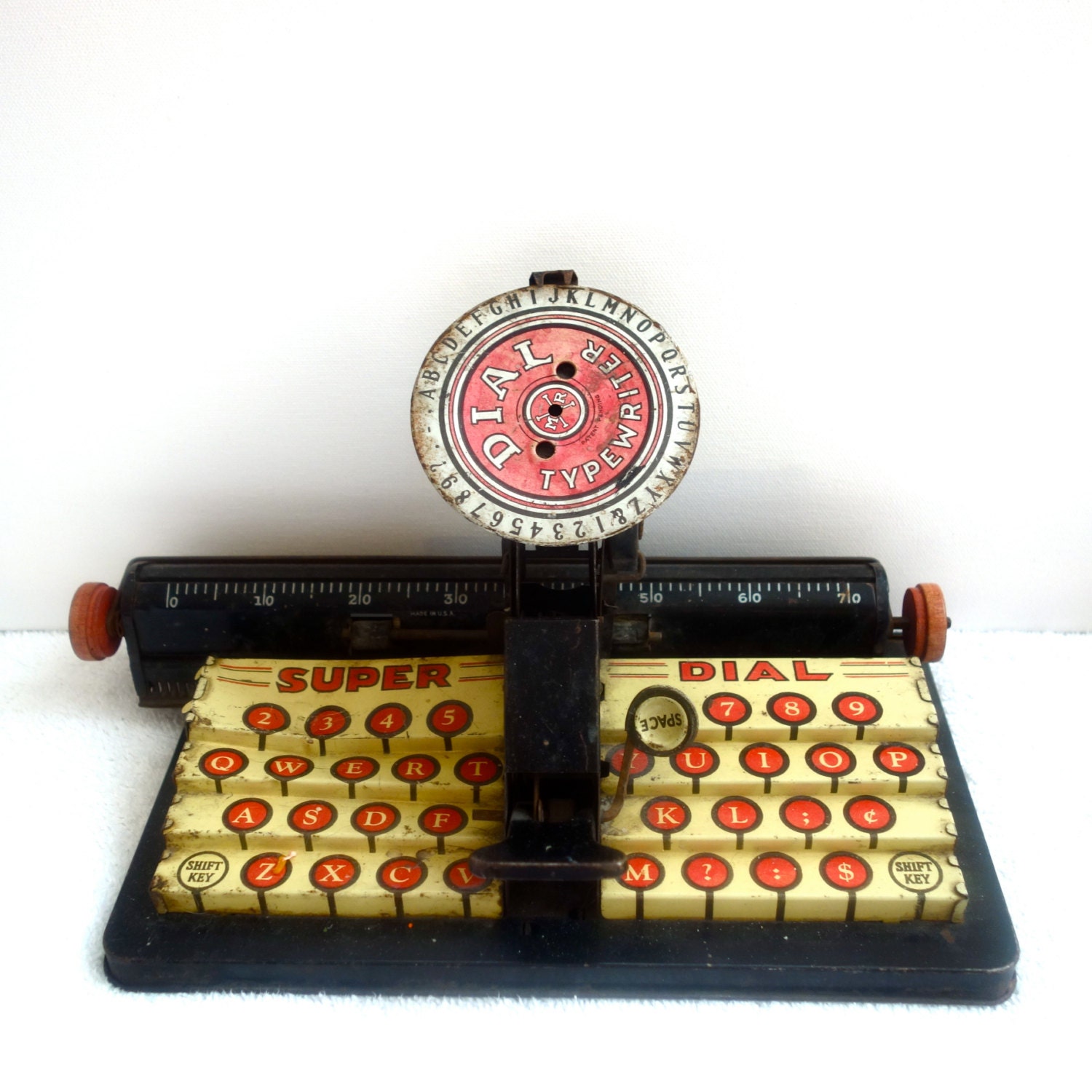 SALE! Vintage Marx Dial Typewriter, tin typewriter toy, Tin litho toy ...