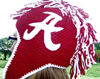 Alabama Crimson Tide, Alabama Hat, Crochet Mohawk Hat, READY TO SHIP ...