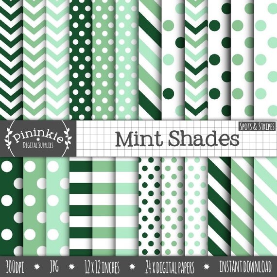 Mint Digital Paper Mint Scrapbooking Paper Green Digital