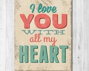 Love you with all my | Etsy