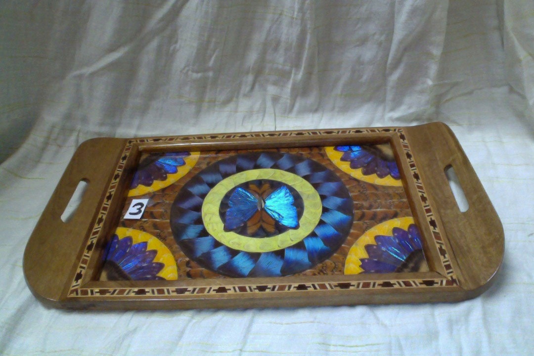 Vintage Butterfly Wing Tray, Glass top, Brazilian – Haute Juice