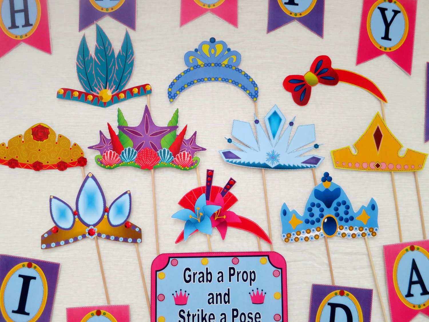 PDF Princess Photo Booth Props for Birthday Party Tiara