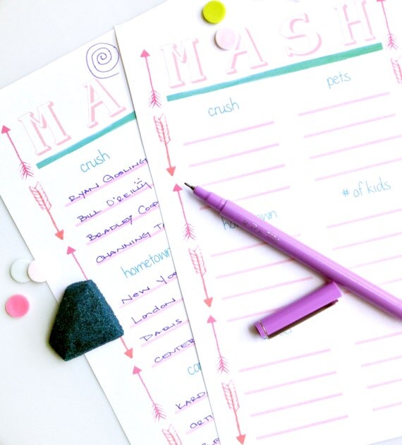 MASH Game Mansion Apartment Shack and House PDF Instant