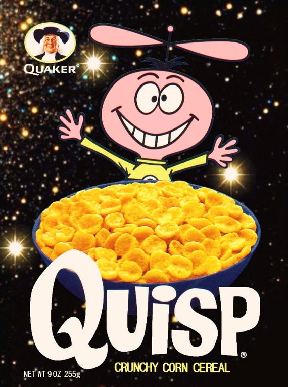 QUISP 1970's Cereal Box Stand-Up Display Vintage Look