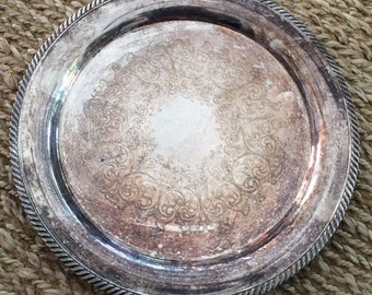 Popular items for round silver tray on Etsy