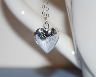 Sweet heart locket. Small silver locket, locket with sterling silver ...
