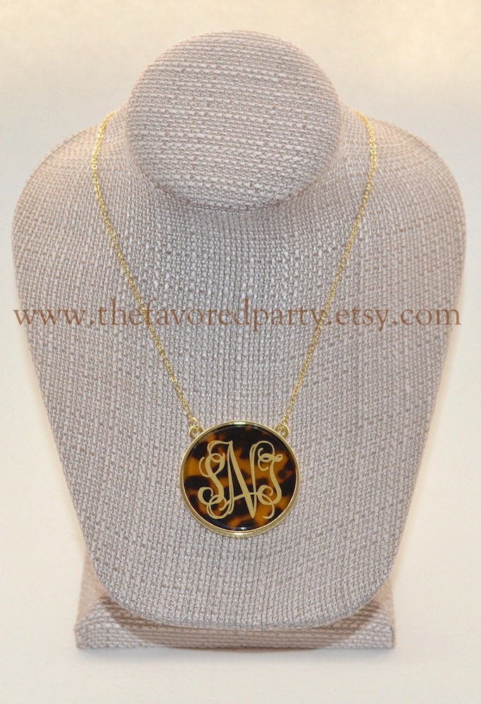 Monogrammed Tortoise Necklace by TheFavoredParty on Etsy