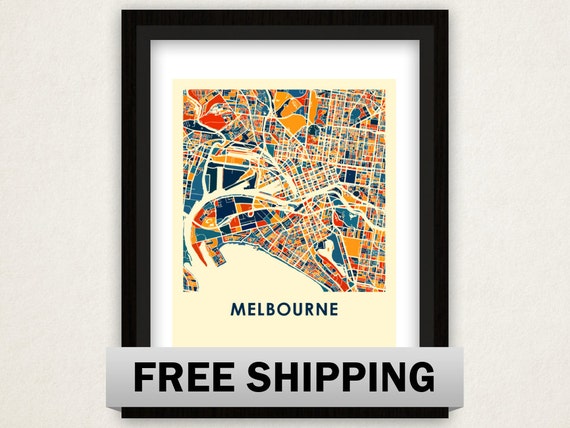 Melbourne Map Print Full Color Map Poster by iLikeMaps on Etsy
