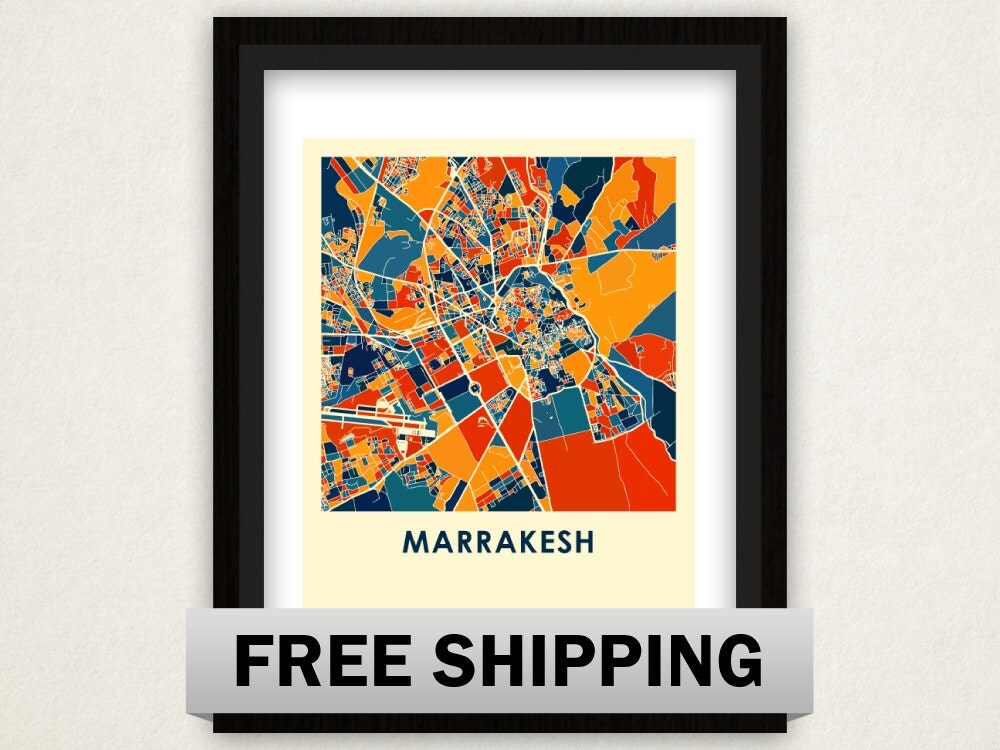 Marrakesh Map Print Full Color Map Poster by iLikeMaps on Etsy