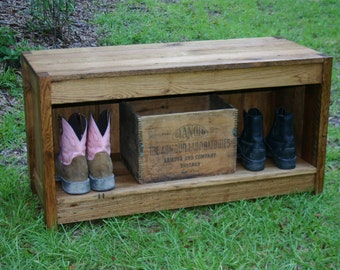 Storage Bench Seat Rustic Country Wood
