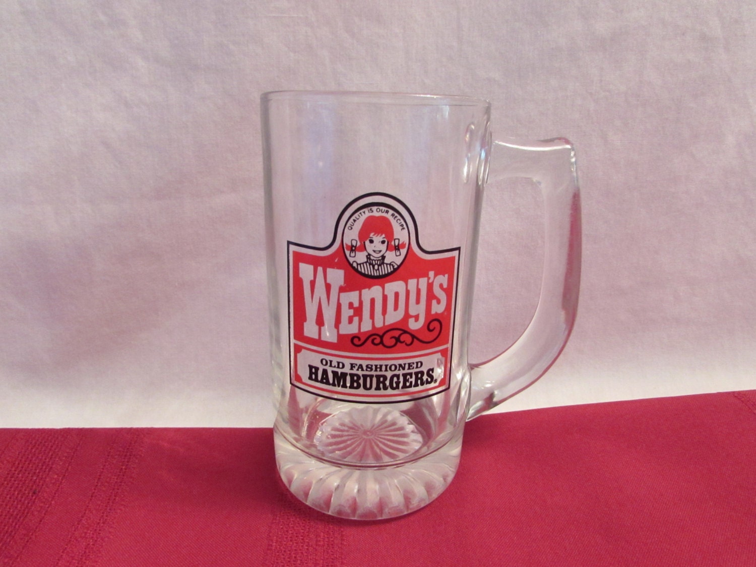 WENDYS GLASS MUG Great Advertising Piece