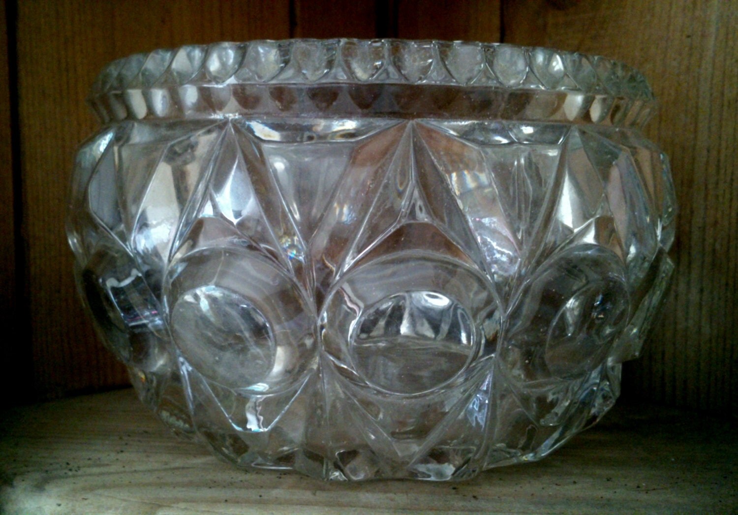 Art Deco English Bagley Empress Clear Pressed Glass