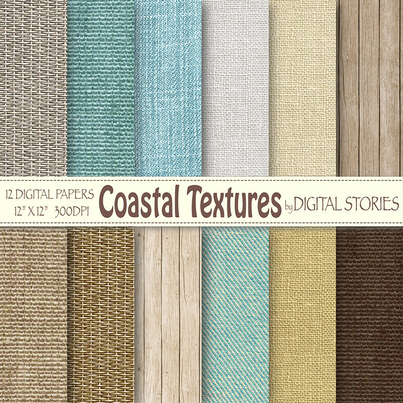Beach digital paper: COASTAL TEXTURES Burlap