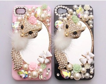 fox bling mirror iPhone 4 4s case iphone 5 5s 5c case crystal samsung ...