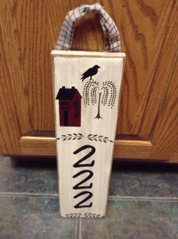 Hand Painted Primitive House Number Sign
