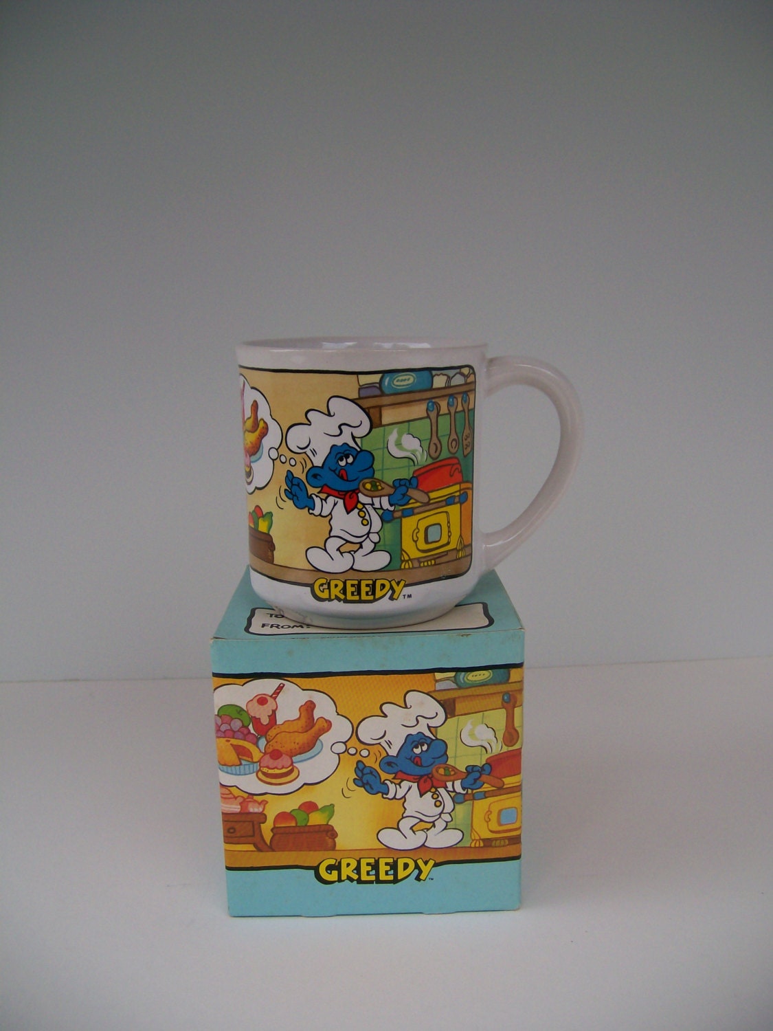 Greedy Smurf Mug by Wallace Berrie with Original Box, #1600 – Haute Juice