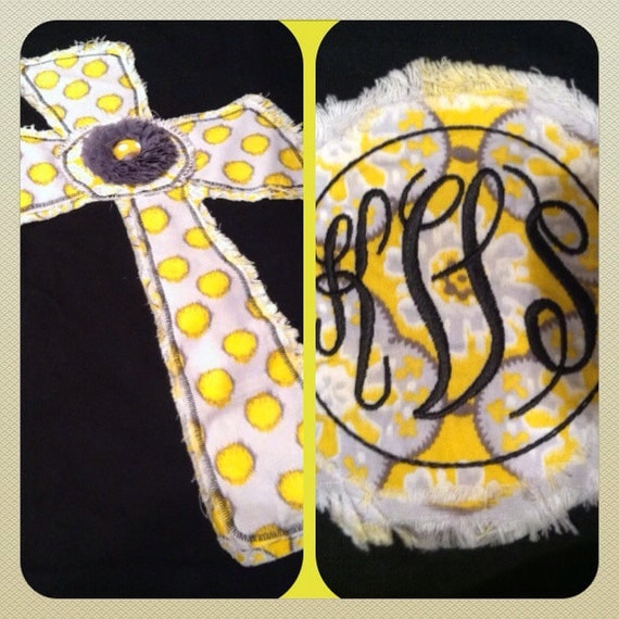 Items similar to Womens custom made ragged cross monogrammed tshirt on Etsy