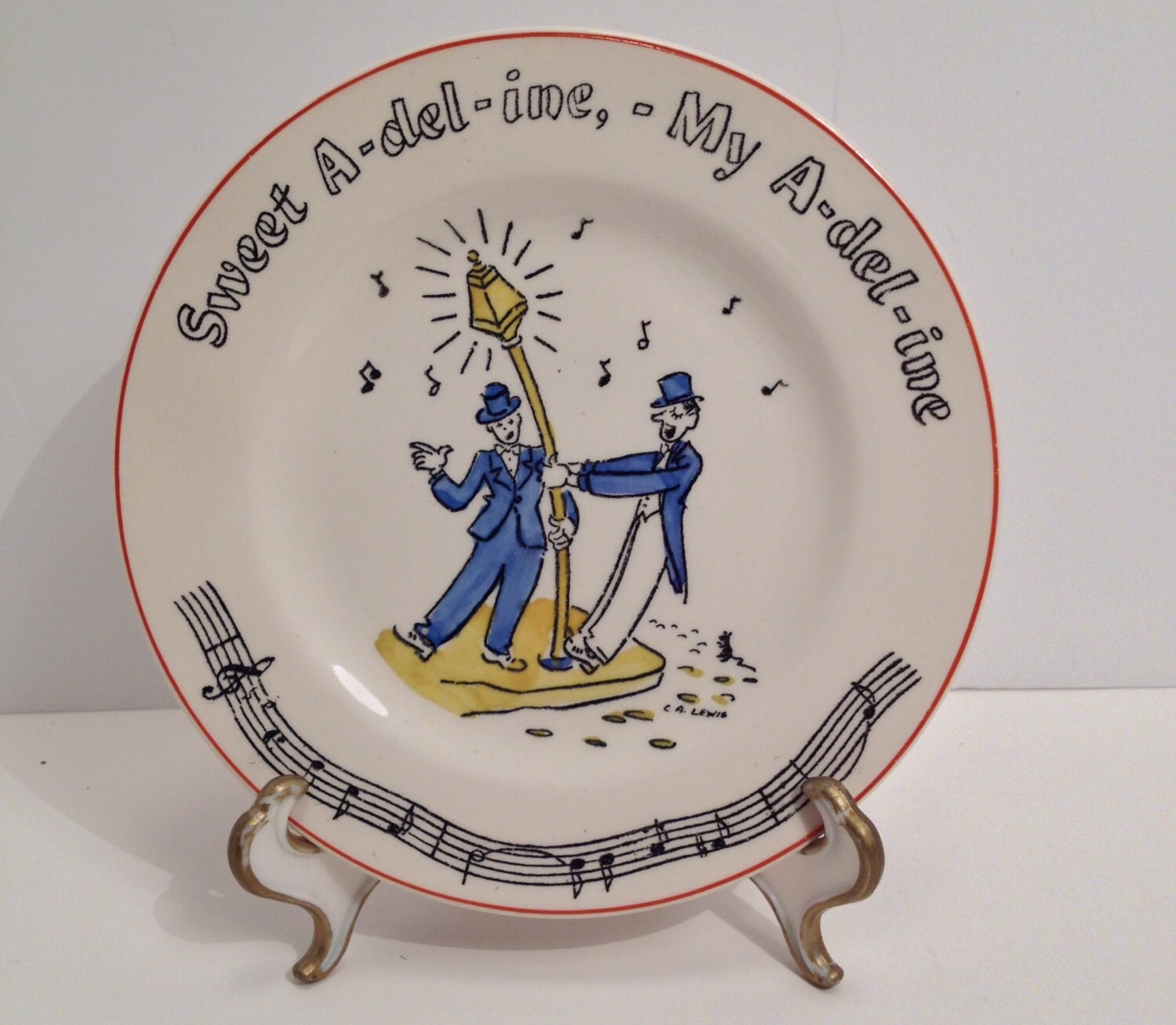 Fondeville, New York Songs, Music Plates Made in England, 1940’s Signed ...