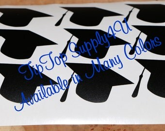 25 graduation Hat vinyl stickers. Party decoration, Graduation Party ...