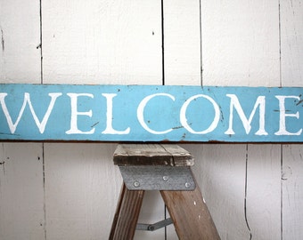 Popular items for blue welcome sign on Etsy