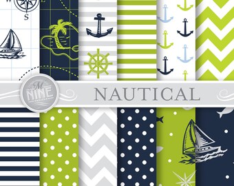 CORAL & TEAL NAUTICAL Patterns 12 x 12 Digital