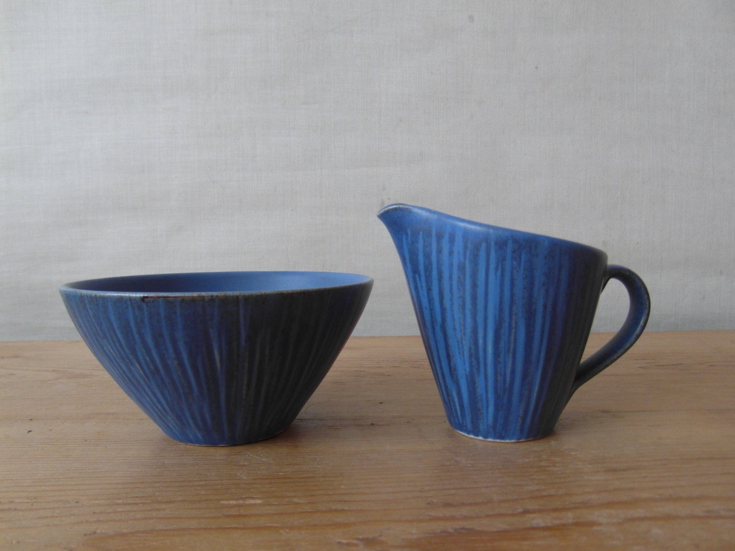 Lehmann Denmark – cream & sugar set – blue – stripes – fifties ...