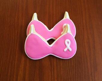 Breast Cancer Bra Decorated Sugar Cookies