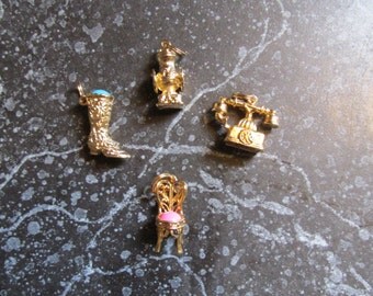 Vintage Avon Jewelry Charms With Original Box Boot, Telephone, Chair ...
