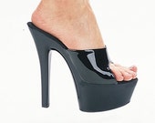 Items similar to VIP 6 inch Handmade Black Patent Mule High Heel ...