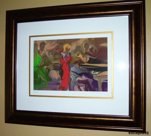 p7057: STEVE BLOOM Serigraph Print Hand S/N Titled “Jazz Singer ...
