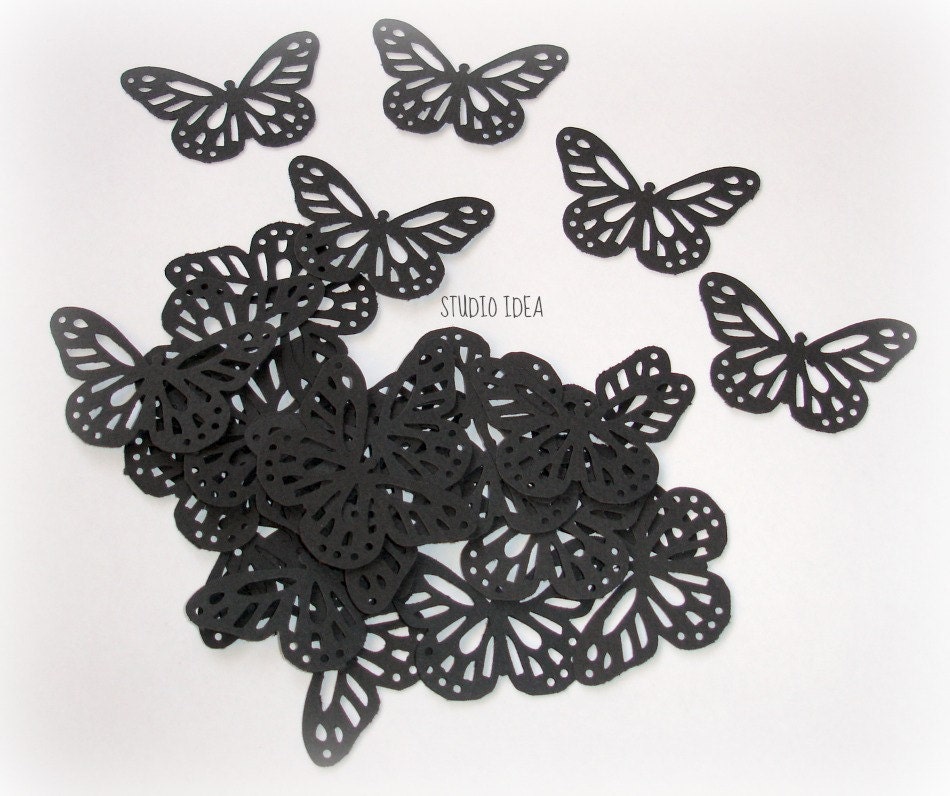 40 Large Black Monarch Butterfly Cut outs-Set of 40 by StudioIdea