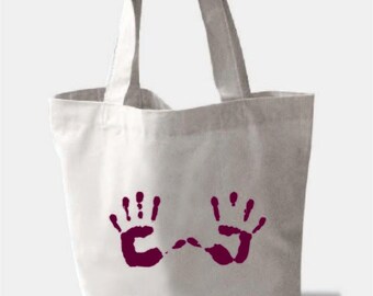 Modern Canvas Tote Bag - Minimal Art - "Handprint"