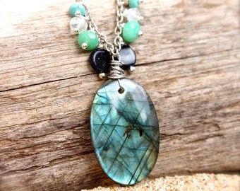 Natural Labradorite Necklace - Gemstone Jewelry from Hawaii - Bohemian ...