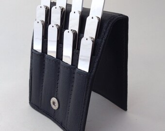 Personalized Collar Stays x 12 in Leather Travel Wallet
