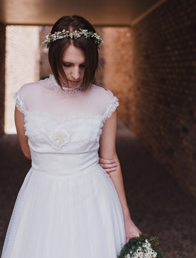 Bohemian Wedding Floral Crown Bridal Headpiece. Flower Hair