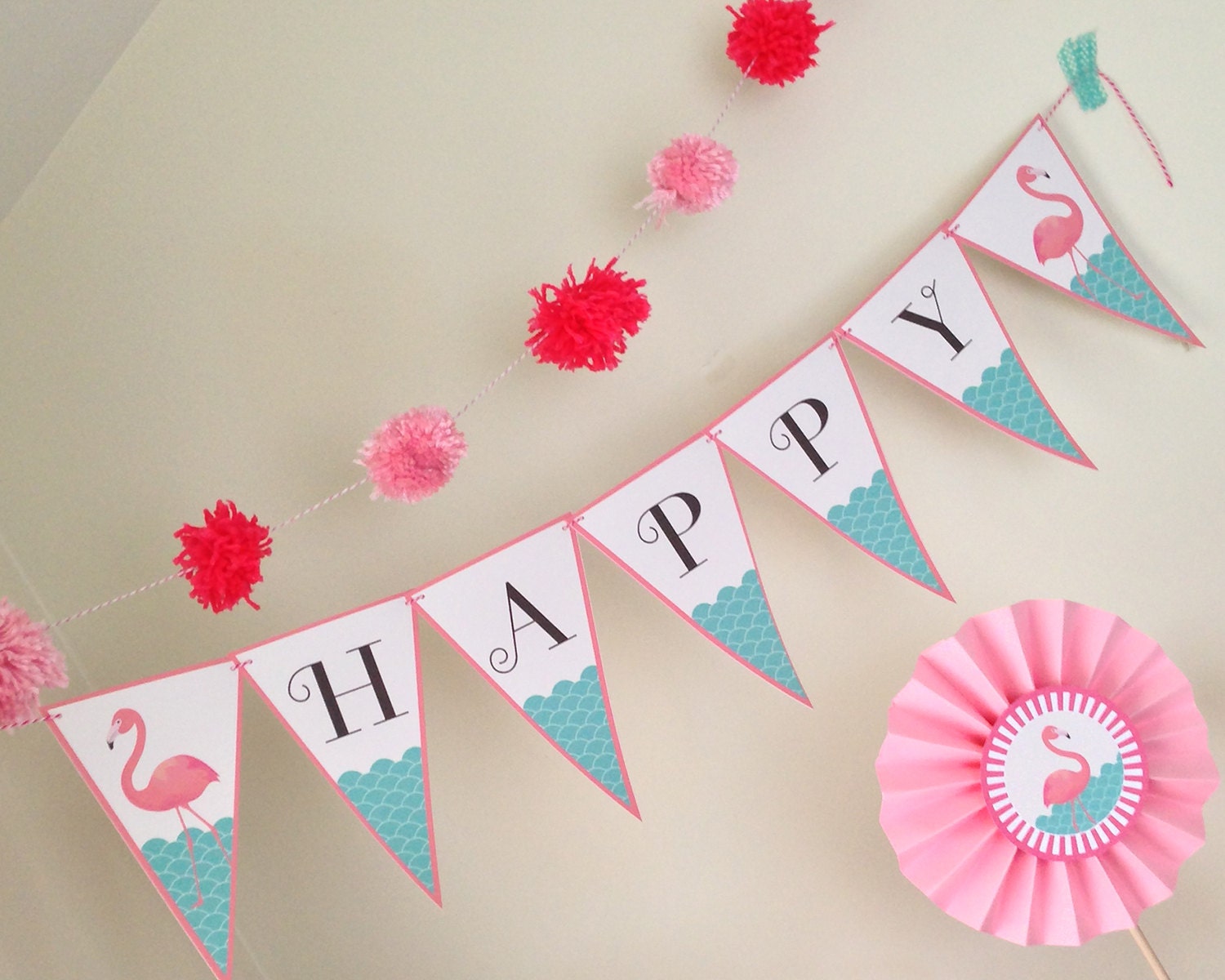 FLAMINGO Birthday Banner Digital files Party Supplies
