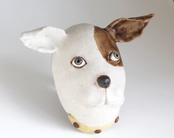 Handbuilt Ceramic Dog Wall Mask, Ceramic Dog Mask, Wall Hanging Art