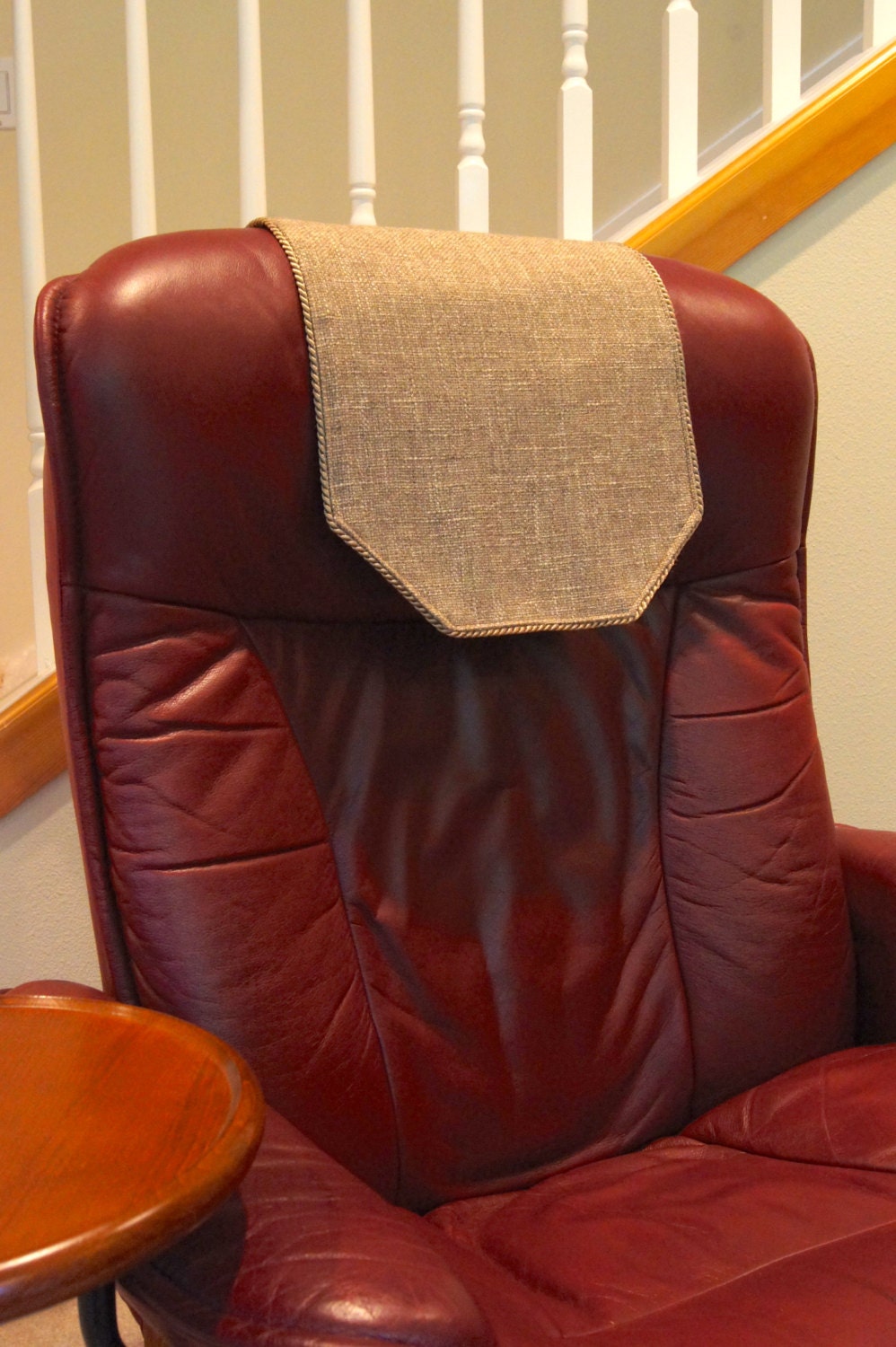 Recliner/Chair Headrest Protector Beige Woven by ChairFlair