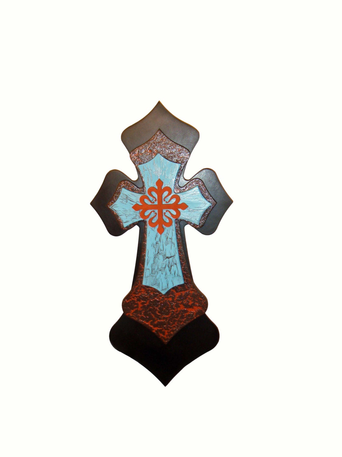 Finished Wooden Cross Layered Stacked Decorative Wall Crosses
