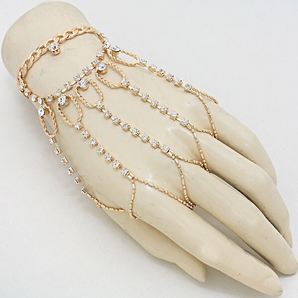 Rhinestone Glam Exotic Hand Chain Hand Chain by ALLABOUTMYJEWELRY