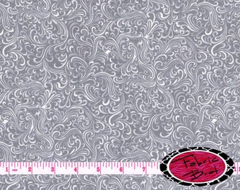 GRAY Fabric by the Yard Half Yard Fat Quarter GRAY Swirl Fabric Pale ...