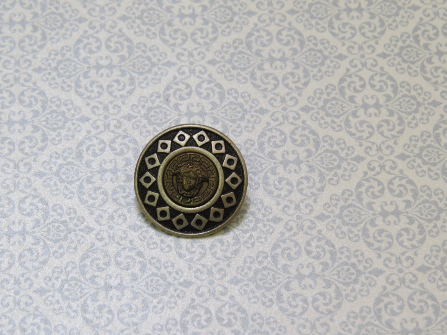 1 Dozen Versace Medusa Head, Ant Silver/Ant Brass Vintage Shank Buttons ...