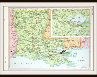 Large louisiana map | Etsy