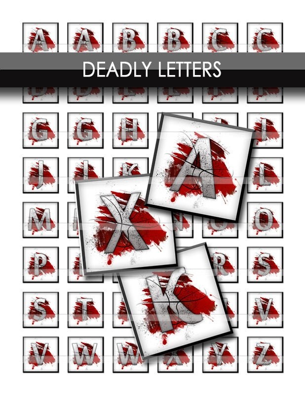 Deadly Design Letters Monograms on Red and White Background – Digital ...
