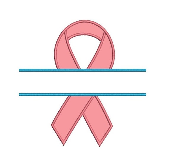 Breast Cancer Ribbon Machine Embroidery Digitized Design Split
