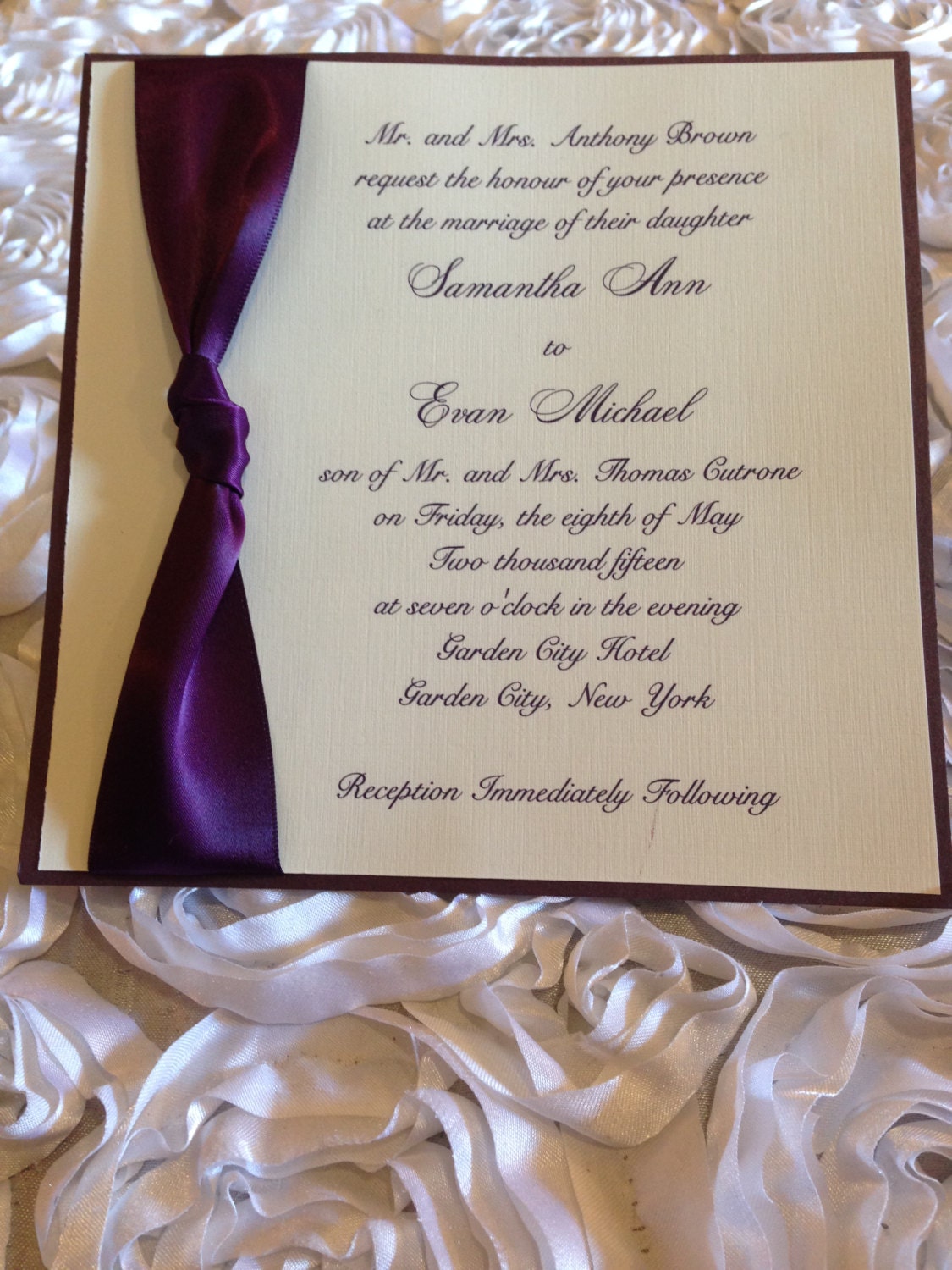 Square 2 Layer Wedding Invitation with Ribbon – OnePaperHeart ...