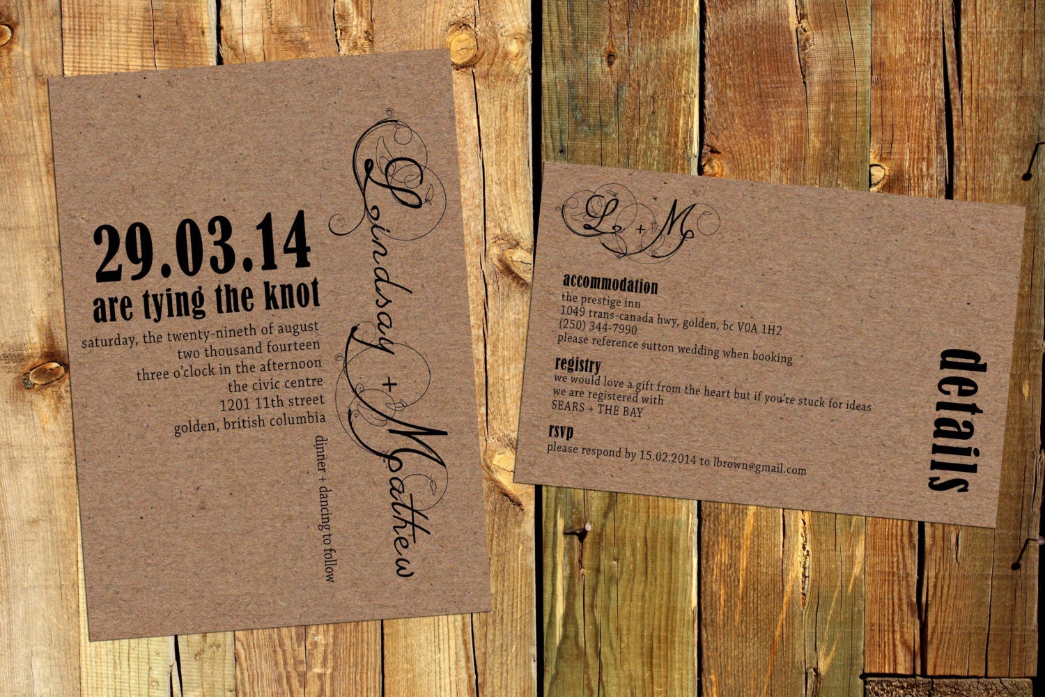 Simple + Rustic Wedding Invitation: personalized custom digital wedding ...